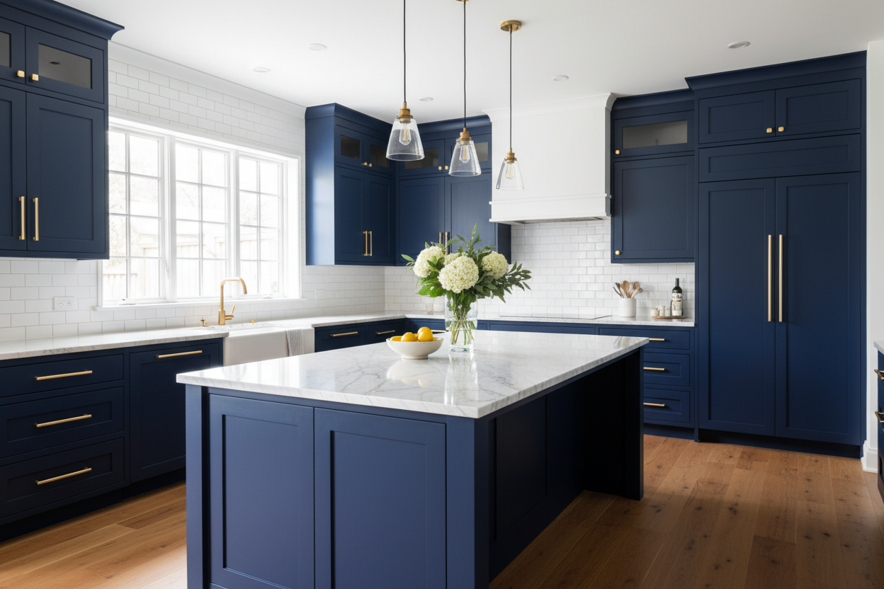 Blue Kitchen Cabinet Ideas & Painted Blue Cabinets: How to Choose and ...