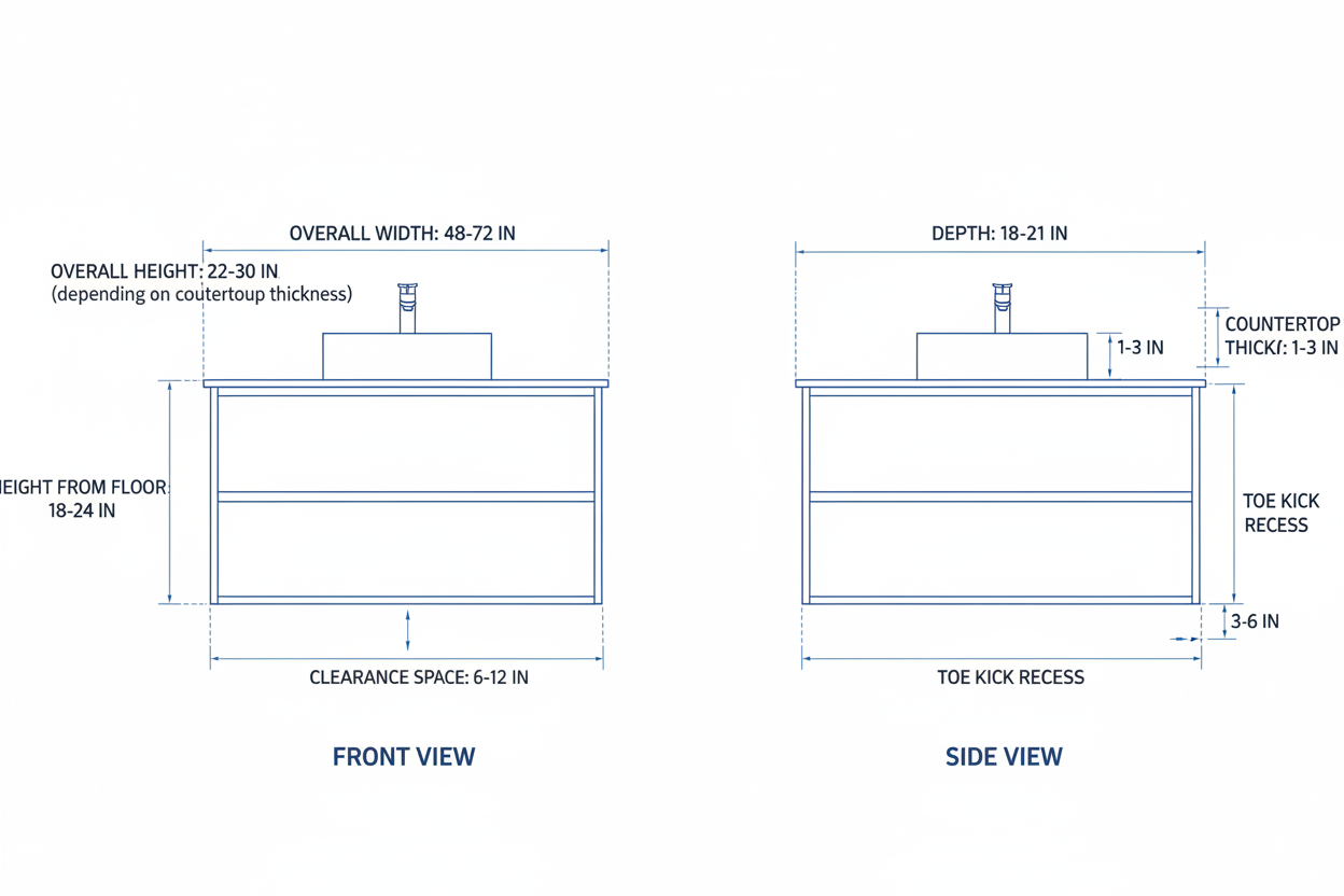 Modern Bathroom Vanity Dimensions: Floating Vanity Sizes & Width Guide ...